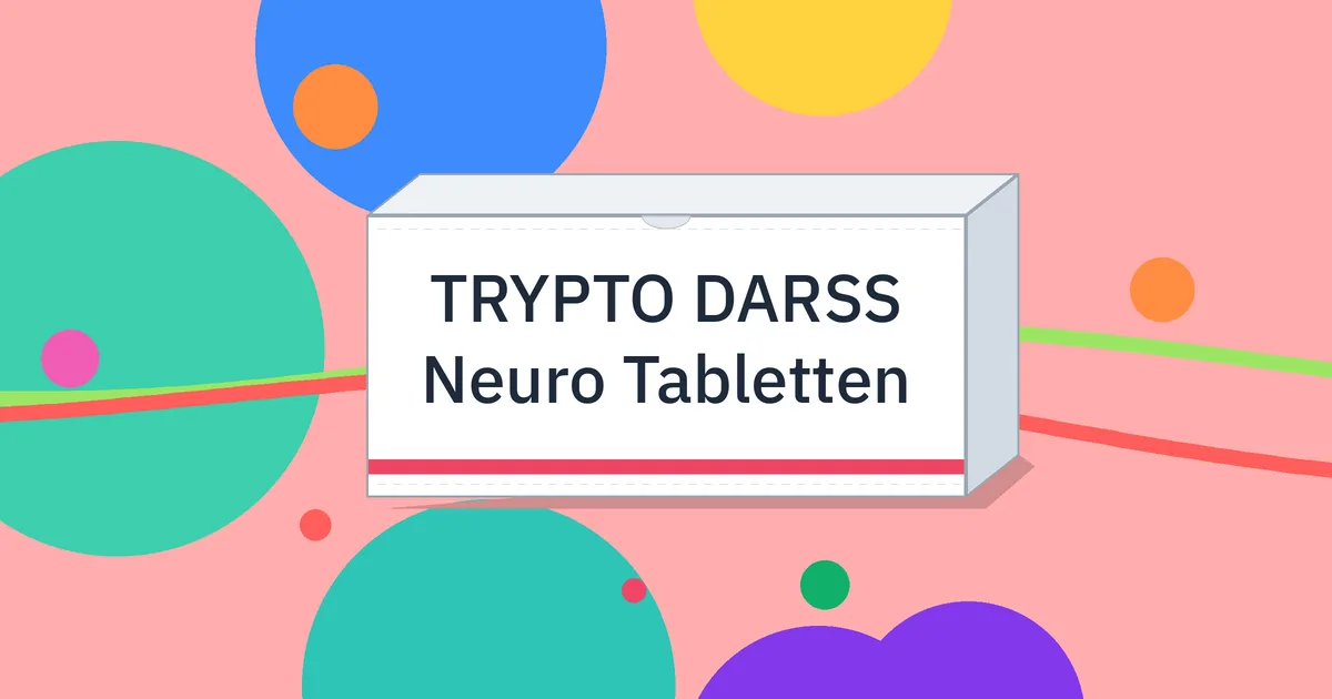 Symbolbild: Packung mit der Aufschrift TRYPTO DARSS Neuro Tabletten (PZN 08489199) – Verfügbarkeit und Bezug in Apotheken in Frankfurt am Main
