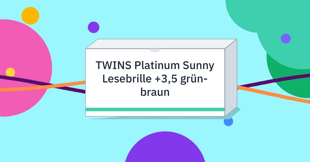 Symbolbild: Packung mit der Aufschrift TWINS Platinum Sunny Lesebrille +3,5 grün-braun (PZN 13344209) – Verfügbarkeit und Bezug in Apotheken in Frankfurt am Main