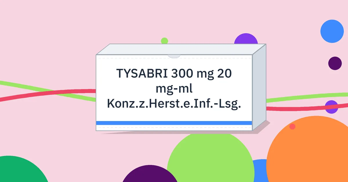 Symbolbild: Packung mit der Aufschrift TYSABRI 300 mg 20 mg-ml Konz.z.Herst.e.Inf.-Lsg. (PZN 14166483) – Verfügbarkeit und Bezug in Apotheken in Frankfurt am Main