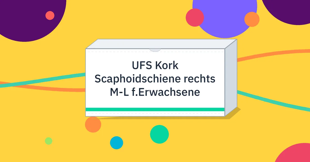 Symbolbild: Packung mit der Aufschrift UFS Kork Scaphoidschiene rechts M-L f.Erwachsene (PZN 04810397) – Verfügbarkeit und Bezug in Apotheken in Frankfurt am Main