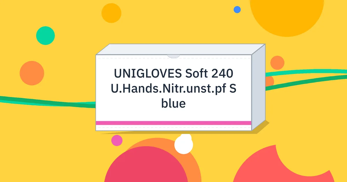 Symbolbild: Packung mit der Aufschrift UNIGLOVES Soft 240 U.Hands.Nitr.unst.pf S blue (PZN 18102586) – Verfügbarkeit und Bezug in Apotheken in Frankfurt am Main
