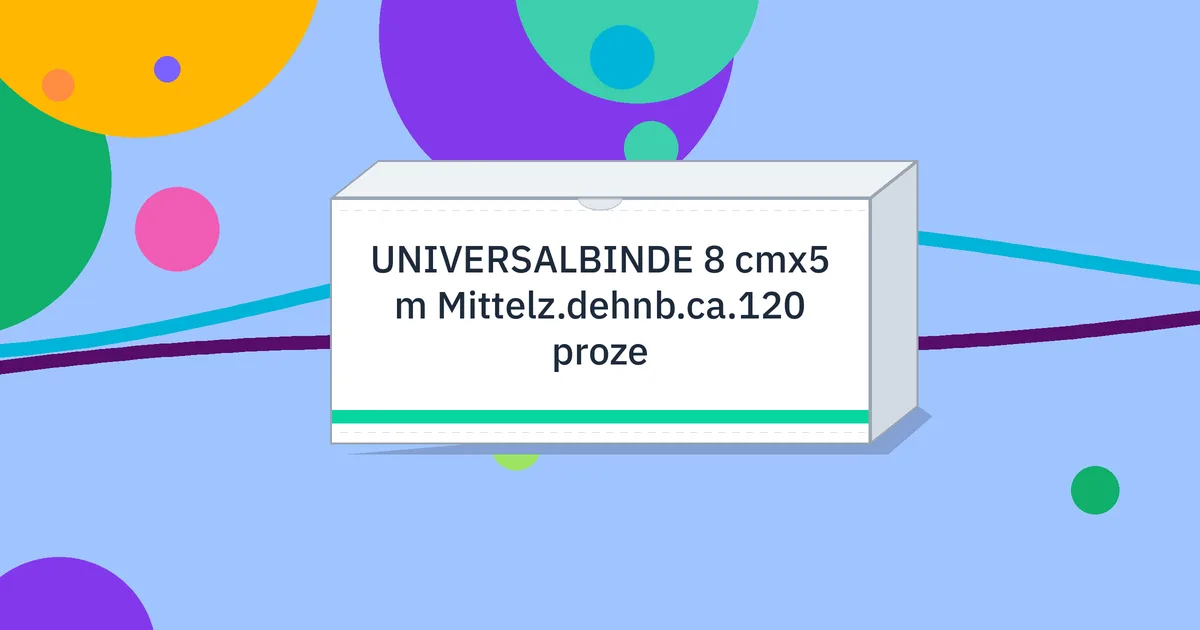 Symbolbild: Packung mit der Aufschrift UNIVERSALBINDE 8 cmx5 m Mittelz.dehnb.ca.120 proze (PZN 12775315) – Verfügbarkeit und Bezug in Apotheken in Frankfurt am Main