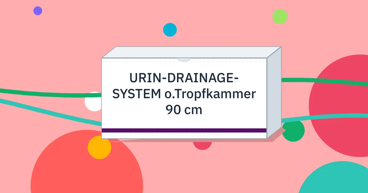 Symbolbild: Packung mit der Aufschrift URIN-DRAINAGE-SYSTEM o.Tropfkammer 90 cm (PZN 14372679) – Verfügbarkeit und Bezug in Apotheken in Frankfurt am Main