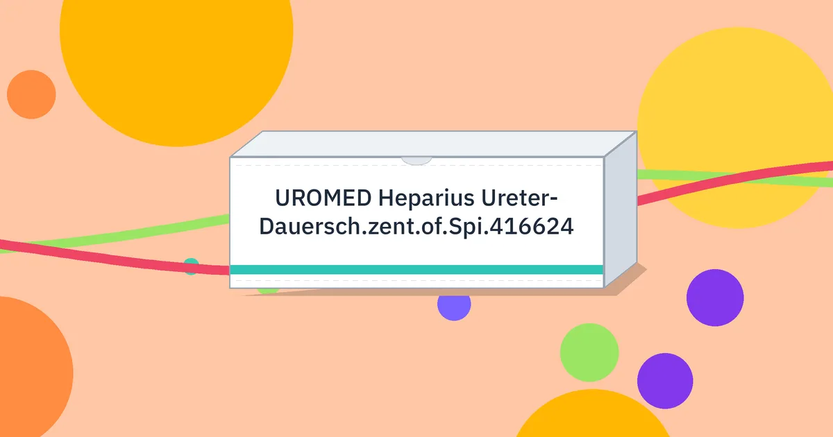 Symbolbild: Packung mit der Aufschrift UROMED Heparius Ureter-Dauersch.zent.of.Spi.416624 (PZN 11370438) – Verfügbarkeit und Bezug in Apotheken in Frankfurt am Main