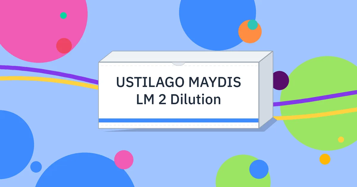 Symbolbild: Packung mit der Aufschrift USTILAGO MAYDIS LM 2 Dilution (PZN 13257953) – Verfügbarkeit und Bezug in Apotheken in Frankfurt am Main