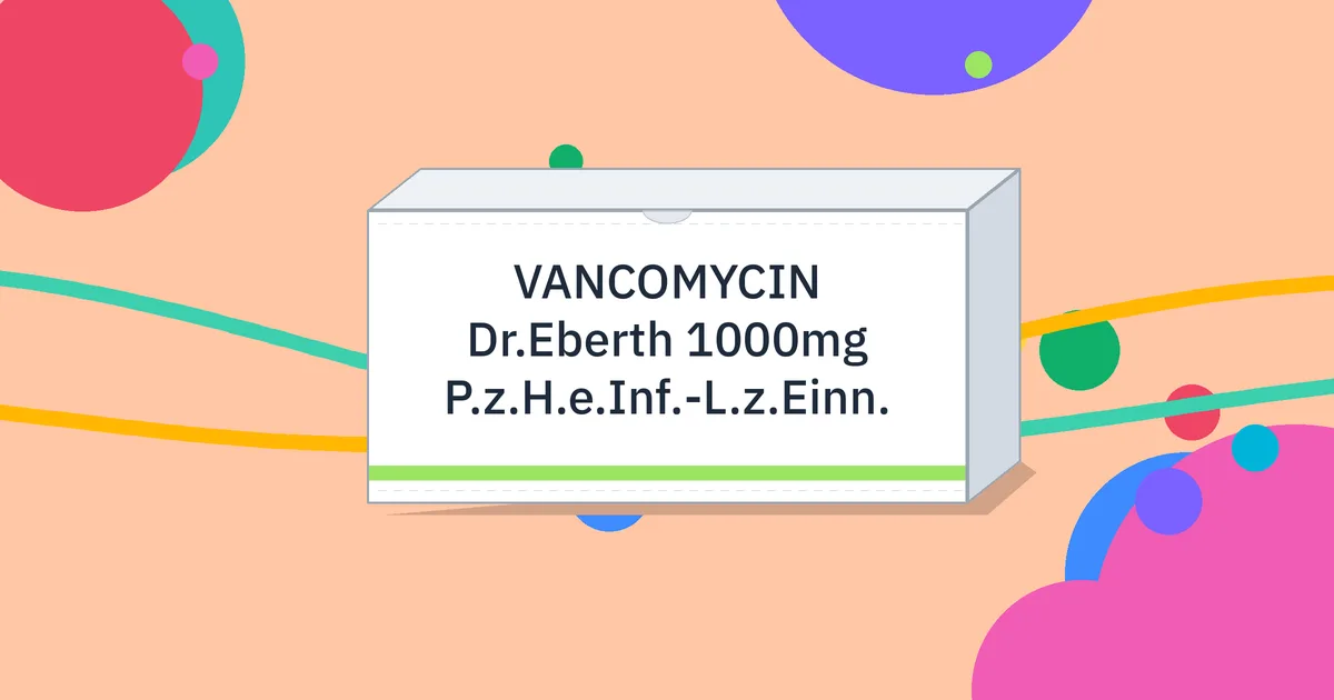 Symbolbild: Packung mit der Aufschrift VANCOMYCIN Dr.Eberth 1000mg P.z.H.e.Inf.-L.z.Einn. (PZN 12472477) – Verfügbarkeit und Bezug in Apotheken in Frankfurt am Main