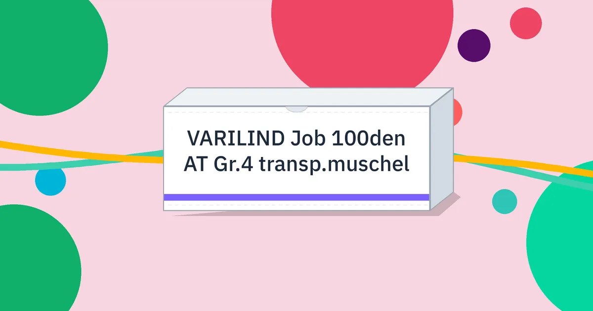Symbolbild: Packung mit der Aufschrift VARILIND Job 100den AT Gr.4 transp.muschel (PZN 06314780) – Verfügbarkeit und Bezug in Apotheken in Frankfurt am Main