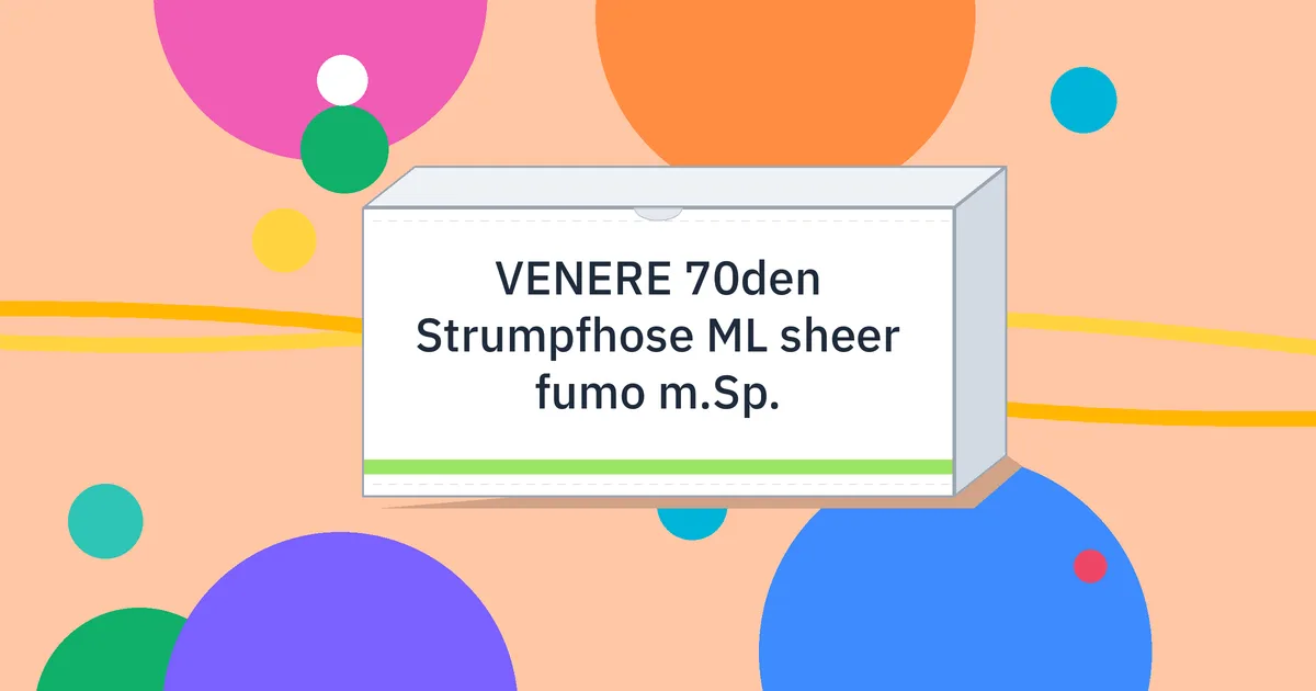 Symbolbild: Packung mit der Aufschrift VENERE 70den Strumpfhose ML sheer fumo m.Sp. (PZN 16172766) – Verfügbarkeit und Bezug in Apotheken in Frankfurt am Main