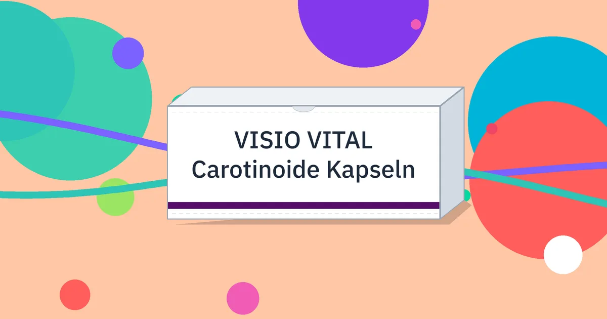 Symbolbild: Packung mit der Aufschrift VISIO VITAL Carotinoide Kapseln (PZN 12472767) – Verfügbarkeit und Bezug in Apotheken in Frankfurt am Main