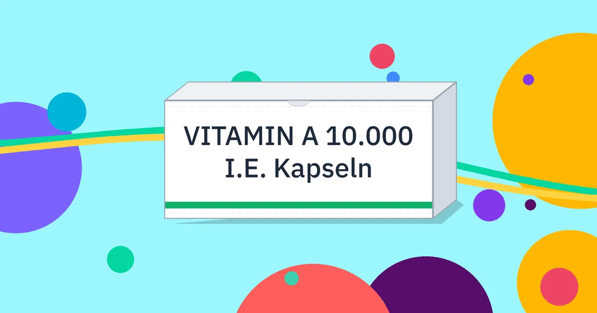 Symbolbild: Packung mit der Aufschrift VITAMIN A 10.000 I.E. Kapseln (PZN 15814033) – Verfügbarkeit und Bezug in Apotheken in Frankfurt am Main