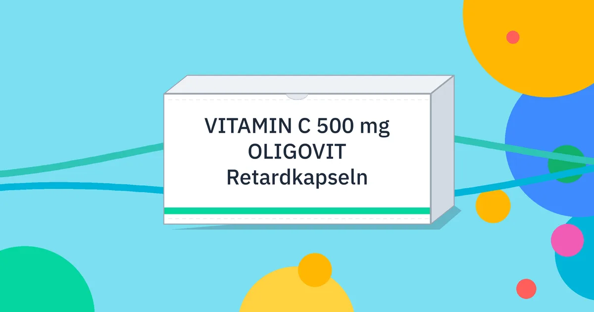 Symbolbild: Packung mit der Aufschrift VITAMIN C 500 mg OLIGOVIT Retardkapseln (PZN 11350045) – Verfügbarkeit und Bezug in Apotheken in Frankfurt am Main