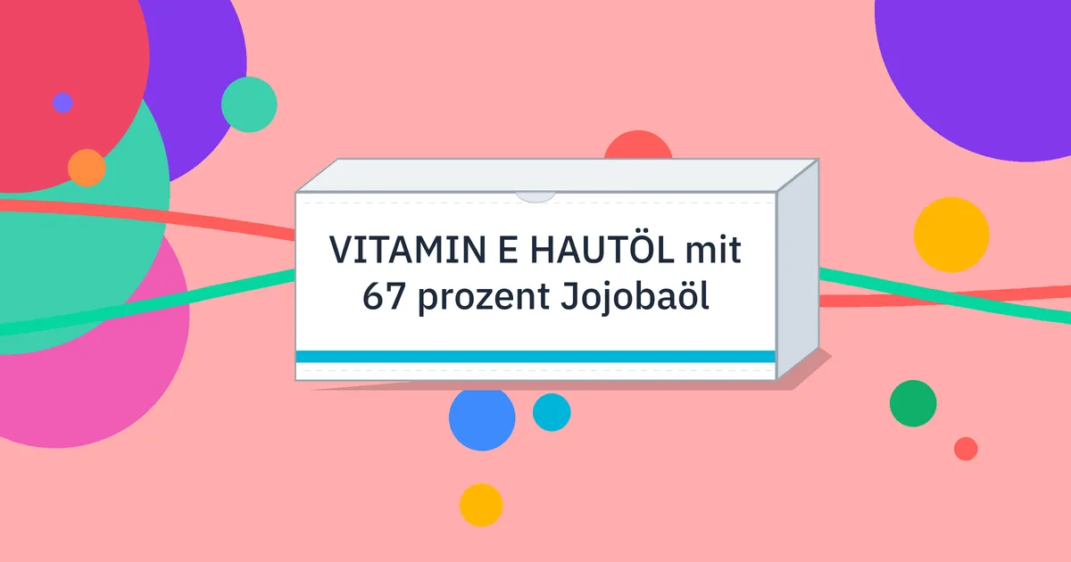 Symbolbild: Packung mit der Aufschrift VITAMIN E HAUTÖL mit 67 prozent Jojobaöl (PZN 10385691) – Verfügbarkeit und Bezug in Apotheken in Frankfurt am Main