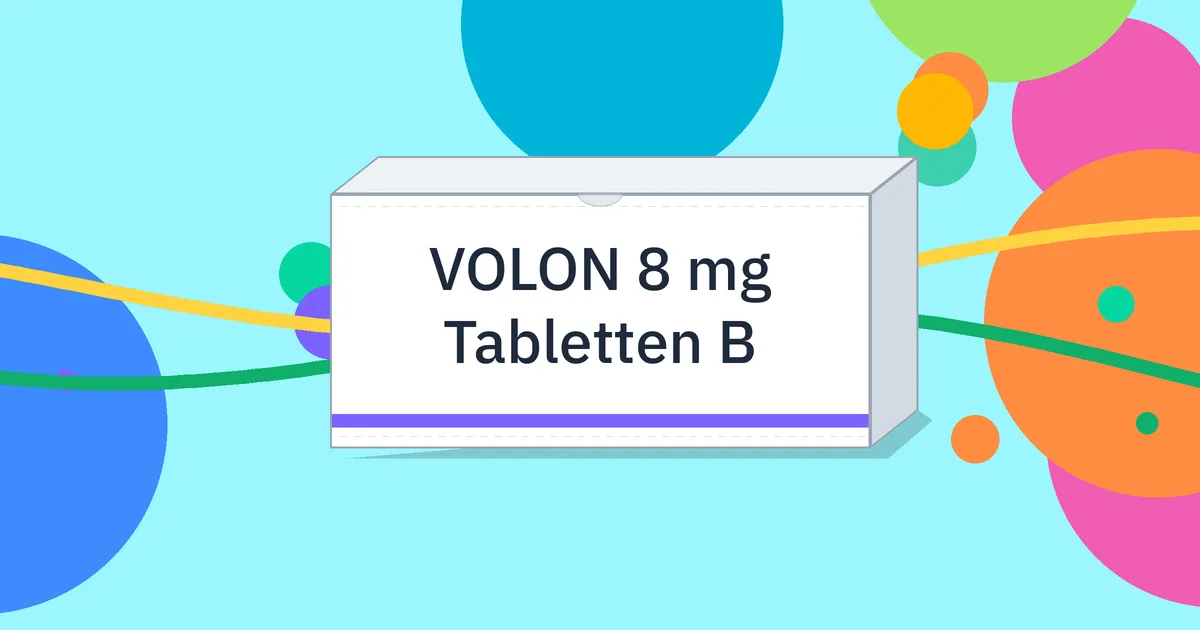 Symbolbild: Packung mit der Aufschrift VOLON 8 mg Tabletten B (PZN 03293729) – Verfügbarkeit und Bezug in Apotheken in Frankfurt am Main