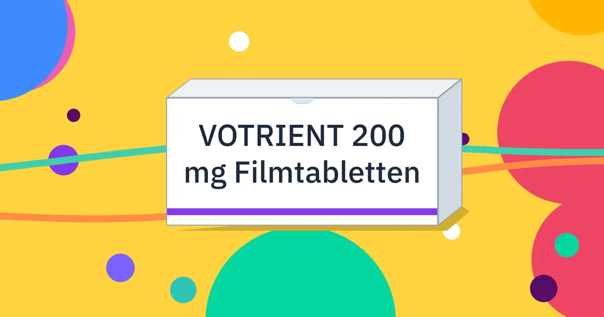Symbolbild: Packung mit der Aufschrift VOTRIENT 200 mg Filmtabletten (PZN 09530952) – Verfügbarkeit und Bezug in Apotheken in Frankfurt am Main
