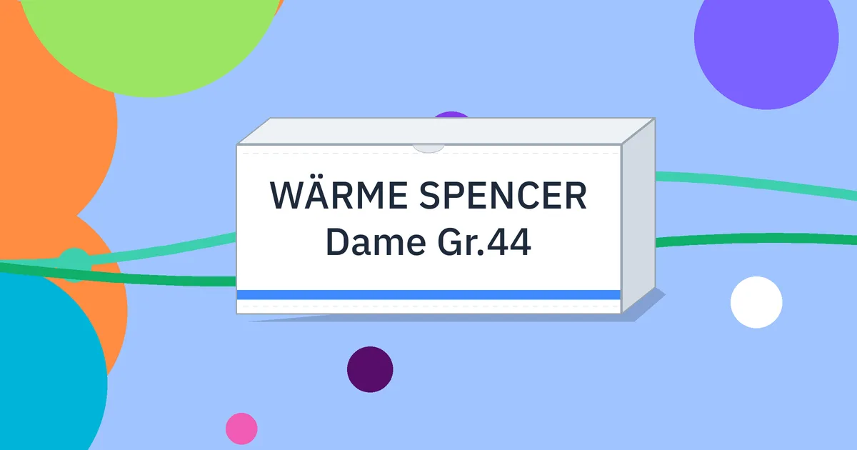 Symbolbild: Packung mit der Aufschrift WÄRME SPENCER Dame Gr.44 (PZN 02445700) – Verfügbarkeit und Bezug in Apotheken in Frankfurt am Main