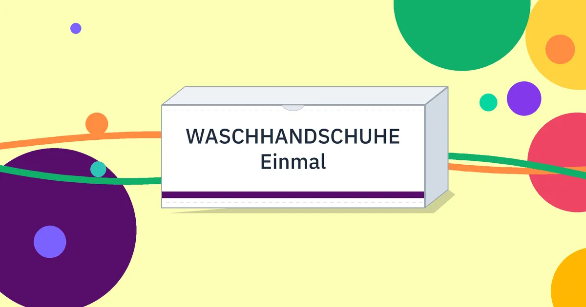 Symbolbild: Packung mit der Aufschrift WASCHHANDSCHUHE Einmal (PZN 19192367) – Verfügbarkeit und Bezug in Apotheken in Frankfurt am Main