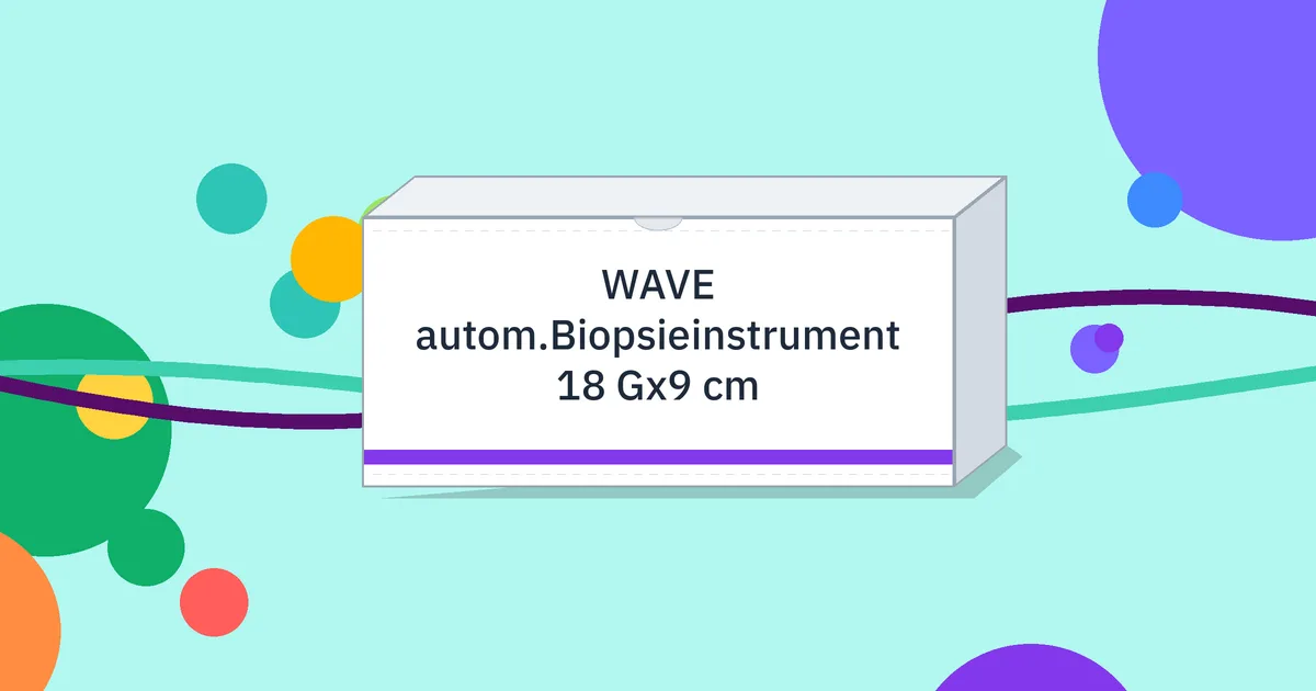 Symbolbild: Packung mit der Aufschrift WAVE autom.Biopsieinstrument 18 Gx9 cm (PZN 19530137) – Verfügbarkeit und Bezug in Apotheken in Frankfurt am Main