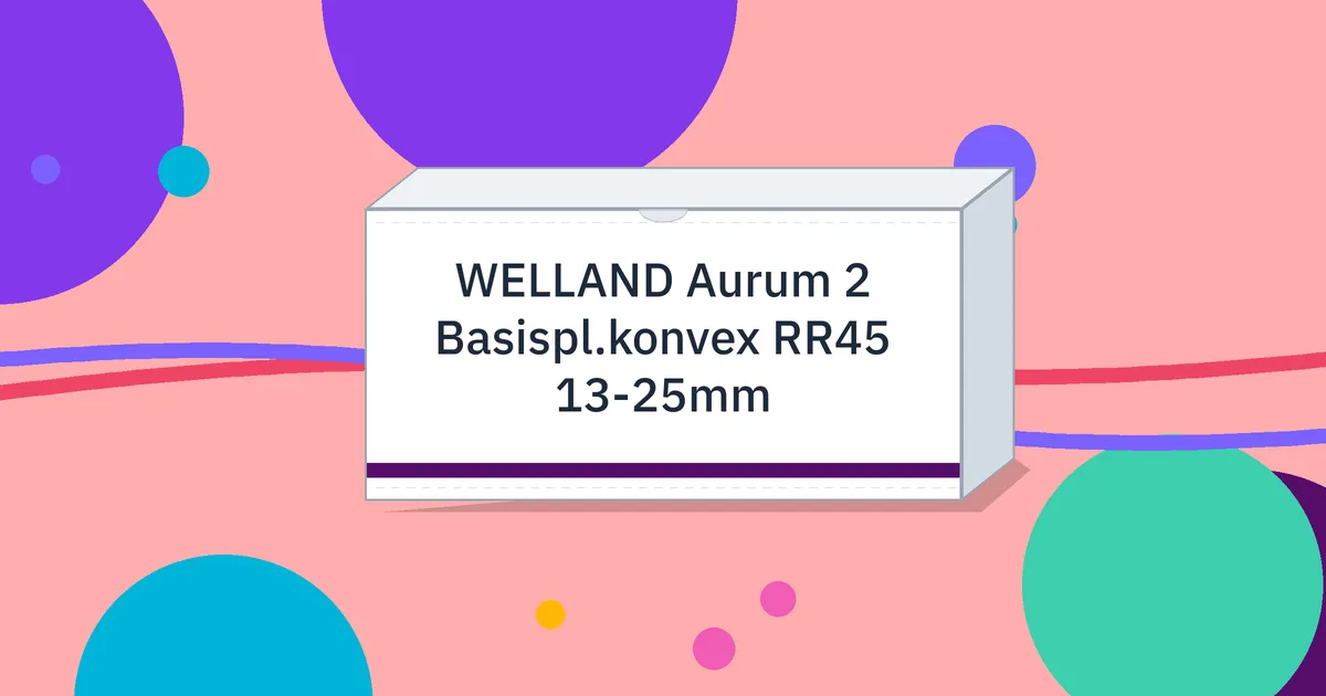 Symbolbild: Packung mit der Aufschrift WELLAND Aurum 2 Basispl.konvex RR45 13-25mm (PZN 11379020) – Verfügbarkeit und Bezug in Apotheken in Frankfurt am Main