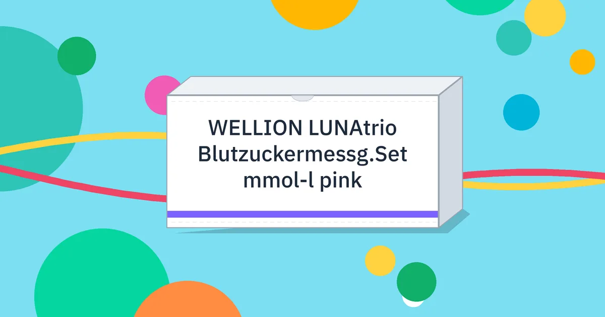 Symbolbild: Packung mit der Aufschrift WELLION LUNAtrio Blutzuckermessg.Set mmol-l pink (PZN 16153266) – Verfügbarkeit und Bezug in Apotheken in Frankfurt am Main