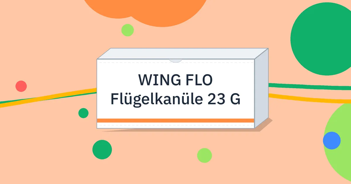 Symbolbild: Packung mit der Aufschrift WING FLO Flügelkanüle 23 G (PZN 01901998) – Verfügbarkeit und Bezug in Apotheken in Frankfurt am Main