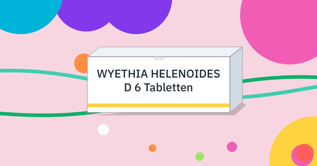 Symbolbild: Packung mit der Aufschrift WYETHIA HELENOIDES D 6 Tabletten (PZN 04242444) – Verfügbarkeit und Bezug in Apotheken in Frankfurt am Main