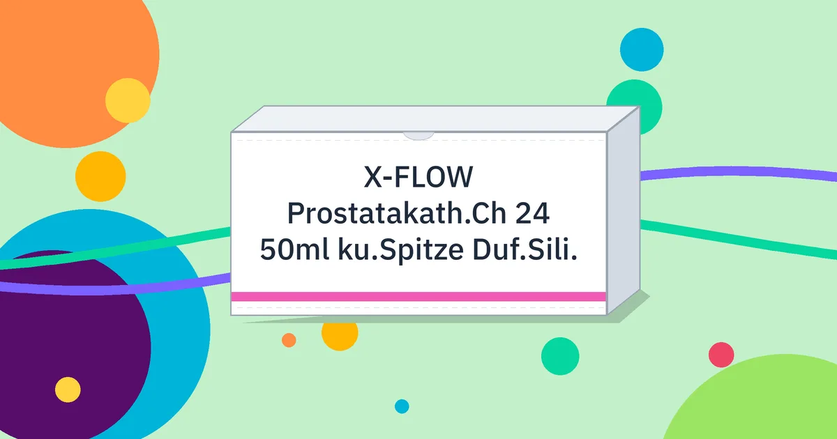 Symbolbild: Packung mit der Aufschrift X-FLOW Prostatakath.Ch 24 50ml ku.Spitze Duf.Sili. (PZN 17508547) – Verfügbarkeit und Bezug in Apotheken in Frankfurt am Main