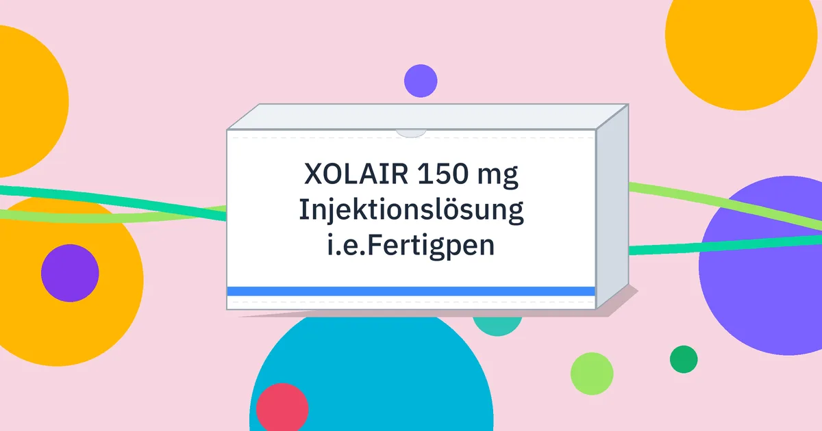 Symbolbild: Packung mit der Aufschrift XOLAIR 150 mg Injektionslösung i.e.Fertigpen (PZN 19739707) – Verfügbarkeit und Bezug in Apotheken in Frankfurt am Main