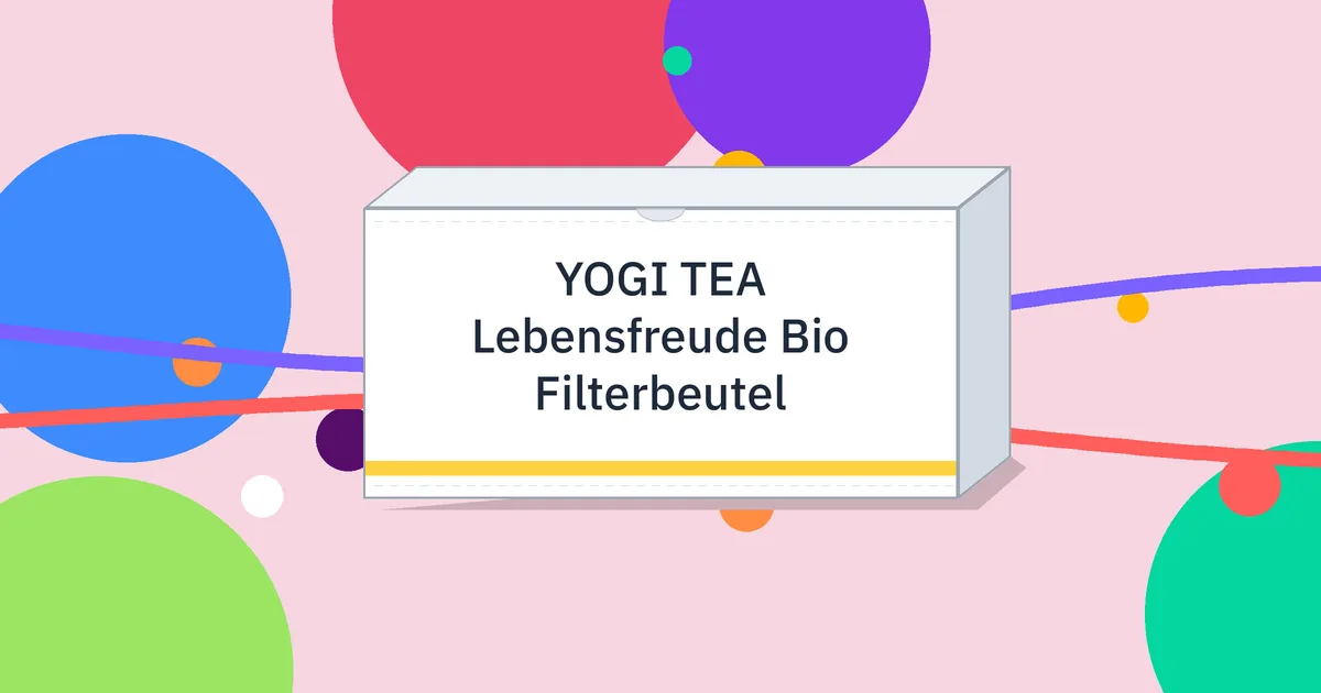Symbolbild: Packung mit der Aufschrift YOGI TEA Lebensfreude Bio Filterbeutel (PZN 09688038) – Verfügbarkeit und Bezug in Apotheken in Frankfurt am Main