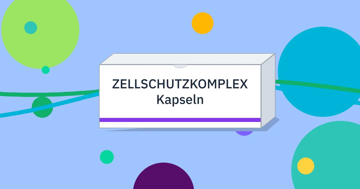 Symbolbild: Packung mit der Aufschrift ZELLSCHUTZKOMPLEX Kapseln (PZN 18024366) – Verfügbarkeit und Bezug in Apotheken in Frankfurt am Main