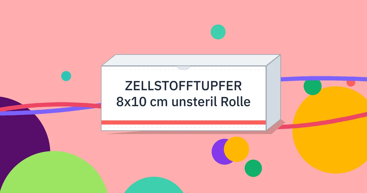 Symbolbild: Packung mit der Aufschrift ZELLSTOFFTUPFER 8x10 cm unsteril Rolle (PZN 15384288) – Verfügbarkeit und Bezug in Apotheken in Frankfurt am Main