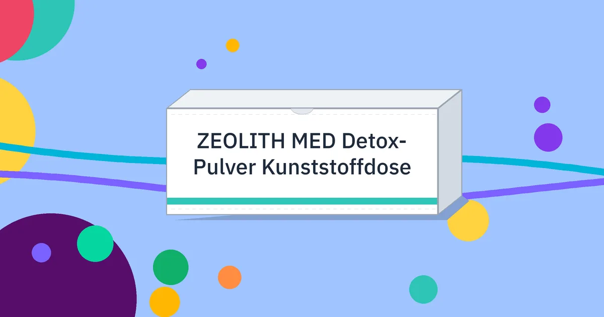 Symbolbild: Packung mit der Aufschrift ZEOLITH MED Detox-Pulver Kunststoffdose (PZN 19160930) – Verfügbarkeit und Bezug in Apotheken in Frankfurt am Main