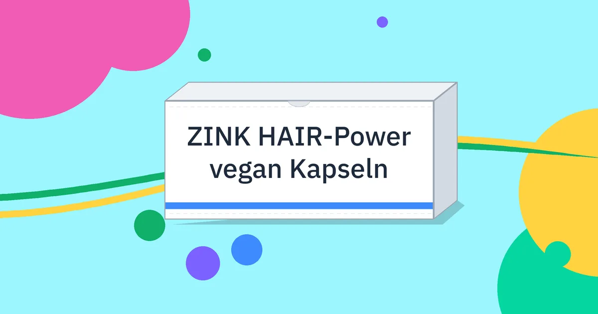 Symbolbild: Packung mit der Aufschrift ZINK HAIR-Power vegan Kapseln (PZN 20010710) – Verfügbarkeit und Bezug in Apotheken in Frankfurt am Main
