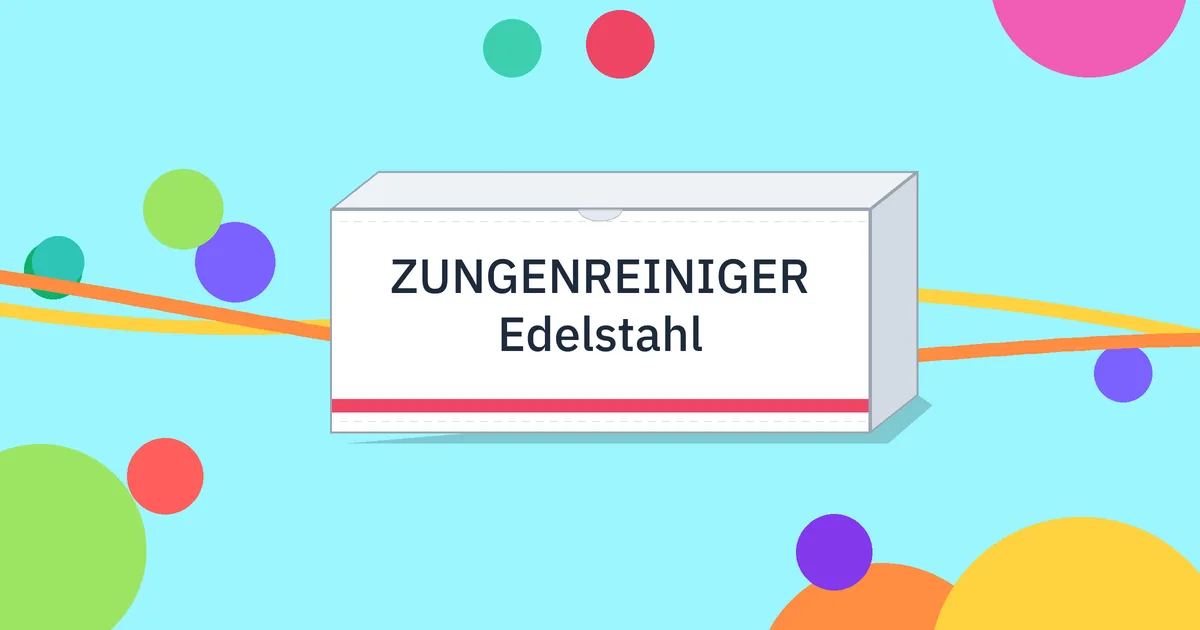 Symbolbild: Packung mit der Aufschrift ZUNGENREINIGER Edelstahl (PZN 08462007) – Verfügbarkeit und Bezug in Apotheken in Frankfurt am Main