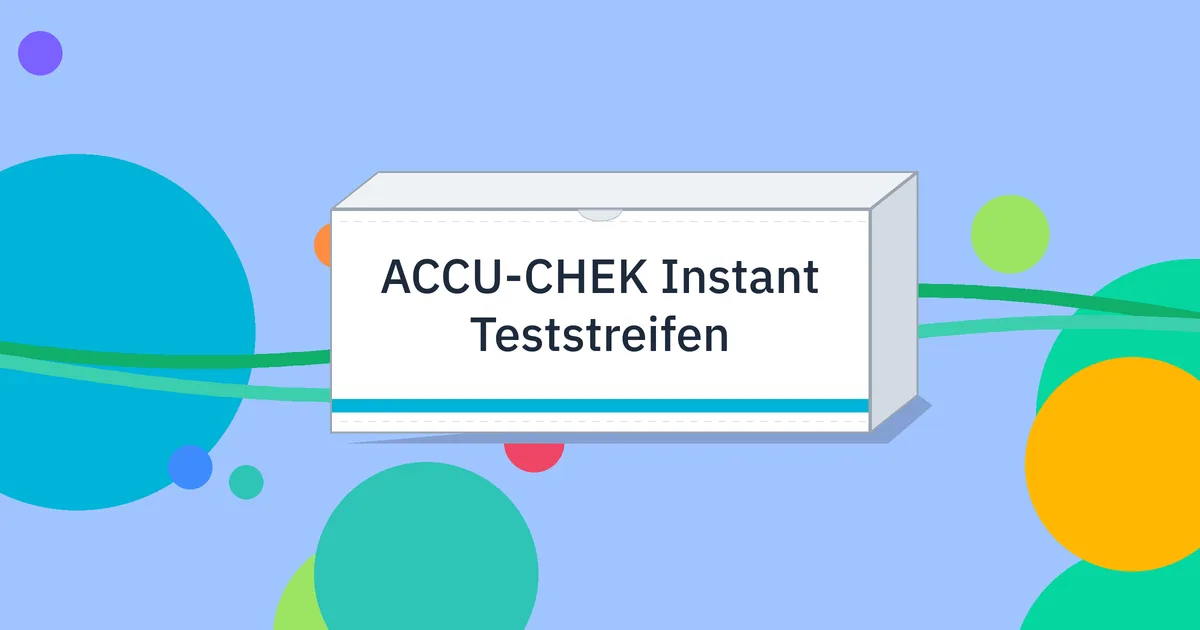 Symbolbild: Packung mit der Aufschrift ACCU-CHEK Instant Teststreifen (PZN 18455770) – Verfügbarkeit und Bezug in Apotheken in Frankfurt am Main