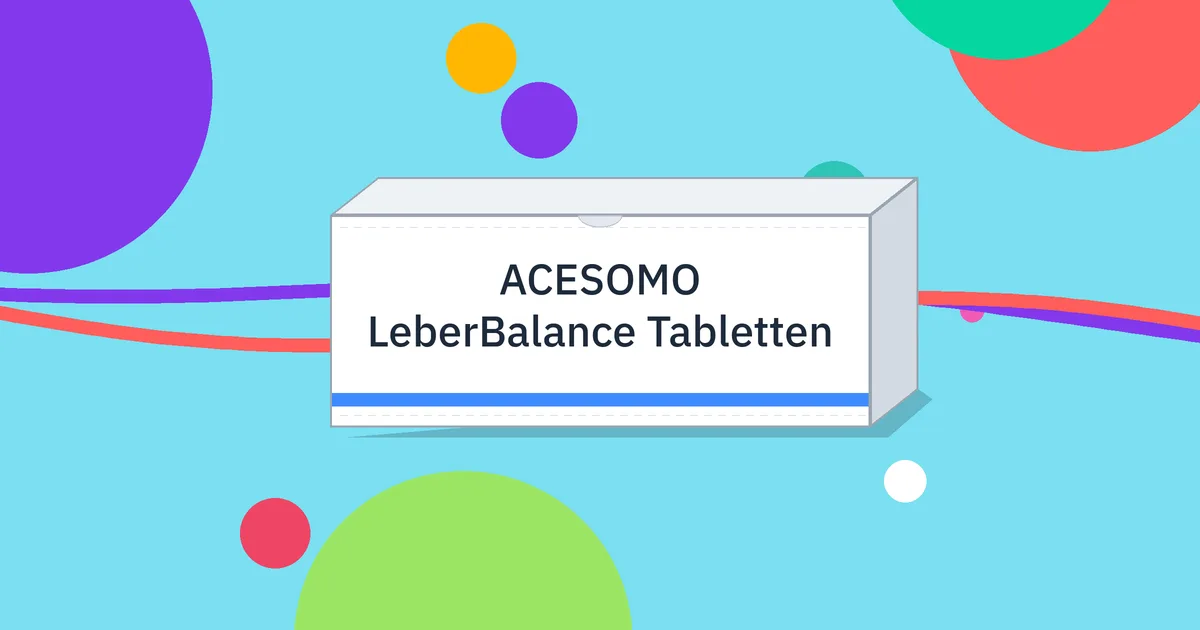 Symbolbild: Packung mit der Aufschrift ACESOMO LeberBalance Tabletten (PZN 20029862) – Verfügbarkeit und Bezug in Apotheken in Frankfurt am Main
