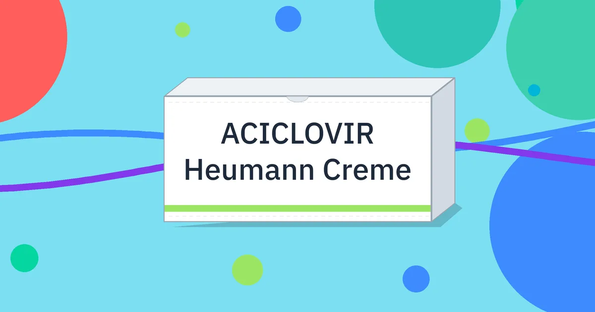 Symbolbild: Packung mit der Aufschrift ACICLOVIR Heumann Creme (PZN 06977954) – Verfügbarkeit und Bezug in Apotheken in Frankfurt am Main