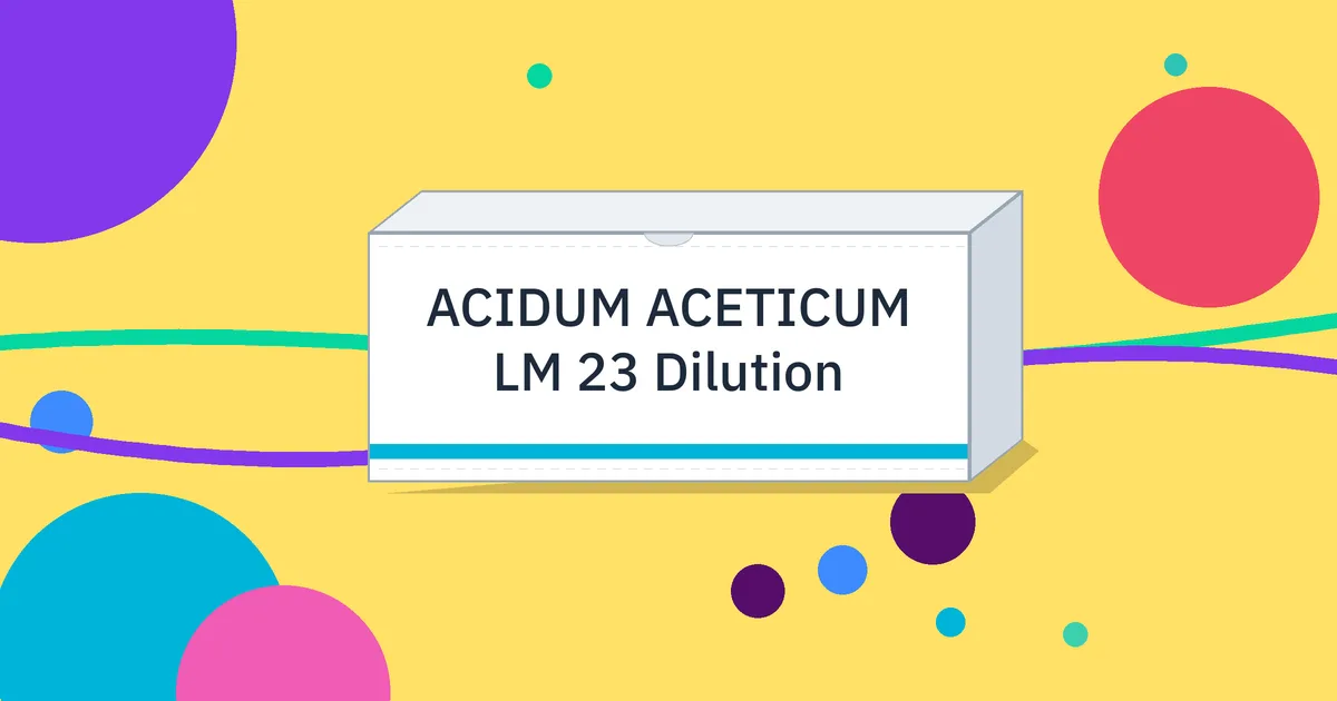 Symbolbild: Packung mit der Aufschrift ACIDUM ACETICUM LM 23 Dilution (PZN 13267242) – Verfügbarkeit und Bezug in Apotheken in Frankfurt am Main