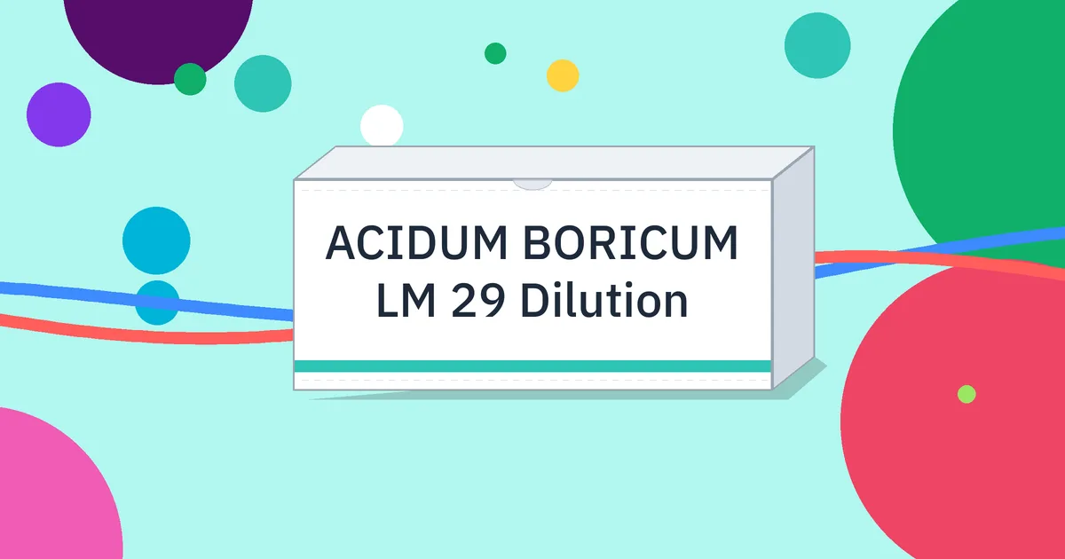 Symbolbild: Packung mit der Aufschrift ACIDUM BORICUM LM 29 Dilution (PZN 13270161) – Verfügbarkeit und Bezug in Apotheken in Frankfurt am Main