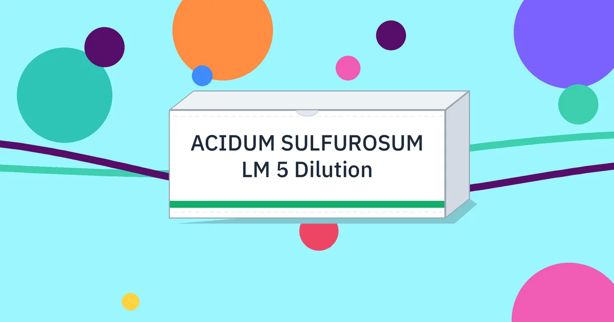 Symbolbild: Packung mit der Aufschrift ACIDUM SULFUROSUM LM 5 Dilution (PZN 13284631) – Verfügbarkeit und Bezug in Apotheken in Frankfurt am Main