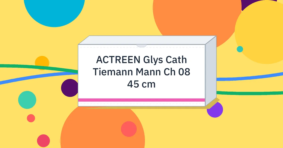 Symbolbild: Packung mit der Aufschrift ACTREEN Glys Cath Tiemann Mann Ch 08 45 cm (PZN 00585420) – Verfügbarkeit und Bezug in Apotheken in Frankfurt am Main