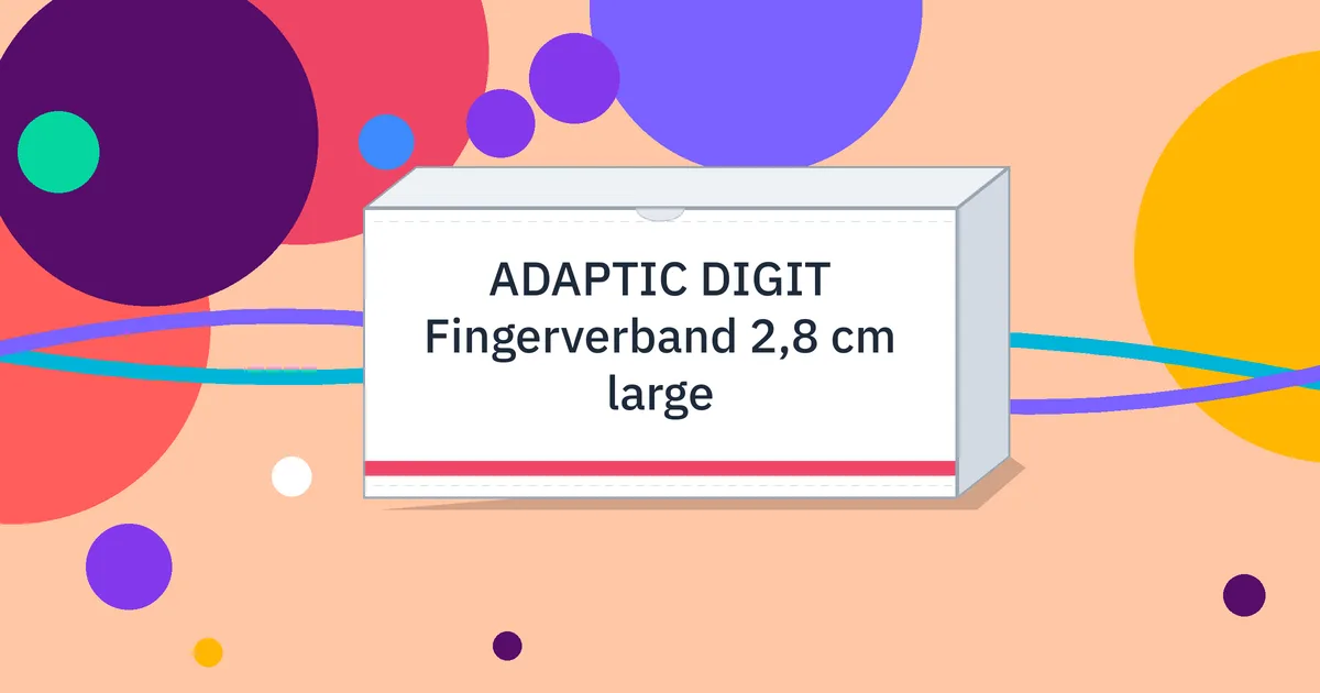 Symbolbild: Packung mit der Aufschrift ADAPTIC DIGIT Fingerverband 2,8 cm large (PZN 20294529) – Verfügbarkeit und Bezug in Apotheken in Frankfurt am Main