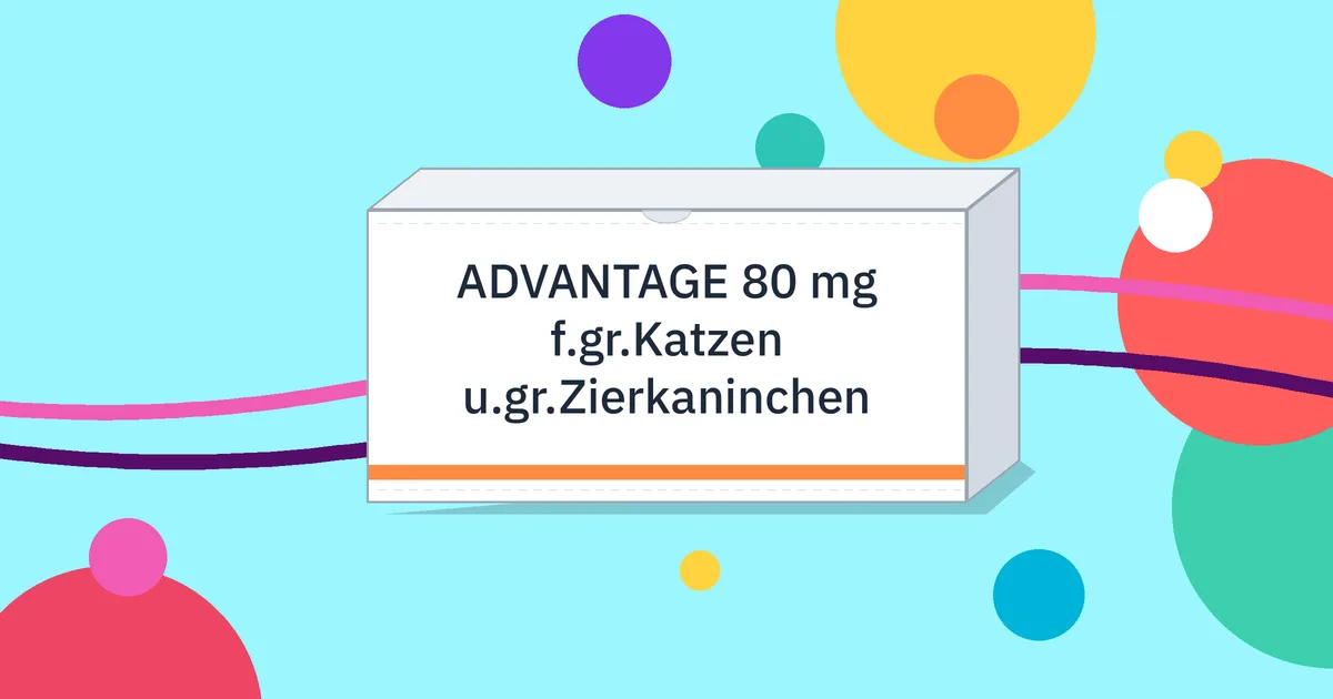 Symbolbild: Packung mit der Aufschrift ADVANTAGE 80 mg f.gr.Katzen u.gr.Zierkaninchen (PZN 09670104) – Verfügbarkeit und Bezug in Apotheken in Frankfurt am Main