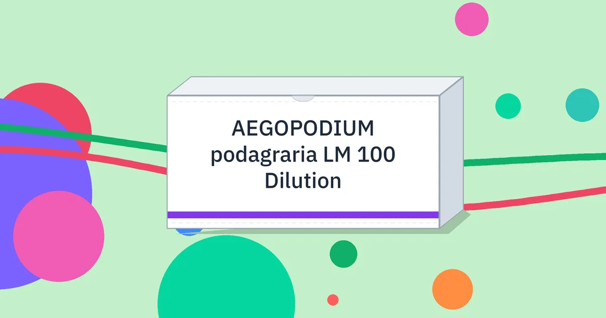 Symbolbild: Packung mit der Aufschrift AEGOPODIUM podagraria LM 100 Dilution (PZN 13298840) – Verfügbarkeit und Bezug in Apotheken in Frankfurt am Main