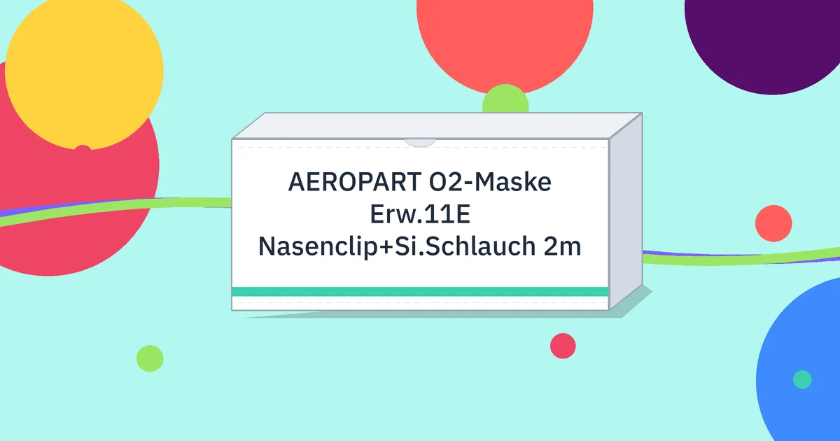 Symbolbild: Packung mit der Aufschrift AEROPART O2-Maske Erw.11E Nasenclip+Si.Schlauch 2m (PZN 19631252) – Verfügbarkeit und Bezug in Apotheken in Frankfurt am Main
