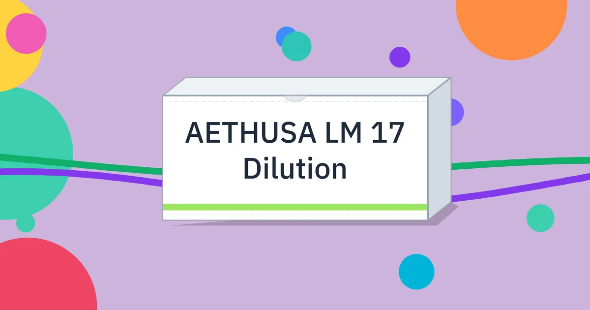 Symbolbild: Packung mit der Aufschrift AETHUSA LM 17 Dilution (PZN 12755896) – Verfügbarkeit und Bezug in Apotheken in Frankfurt am Main