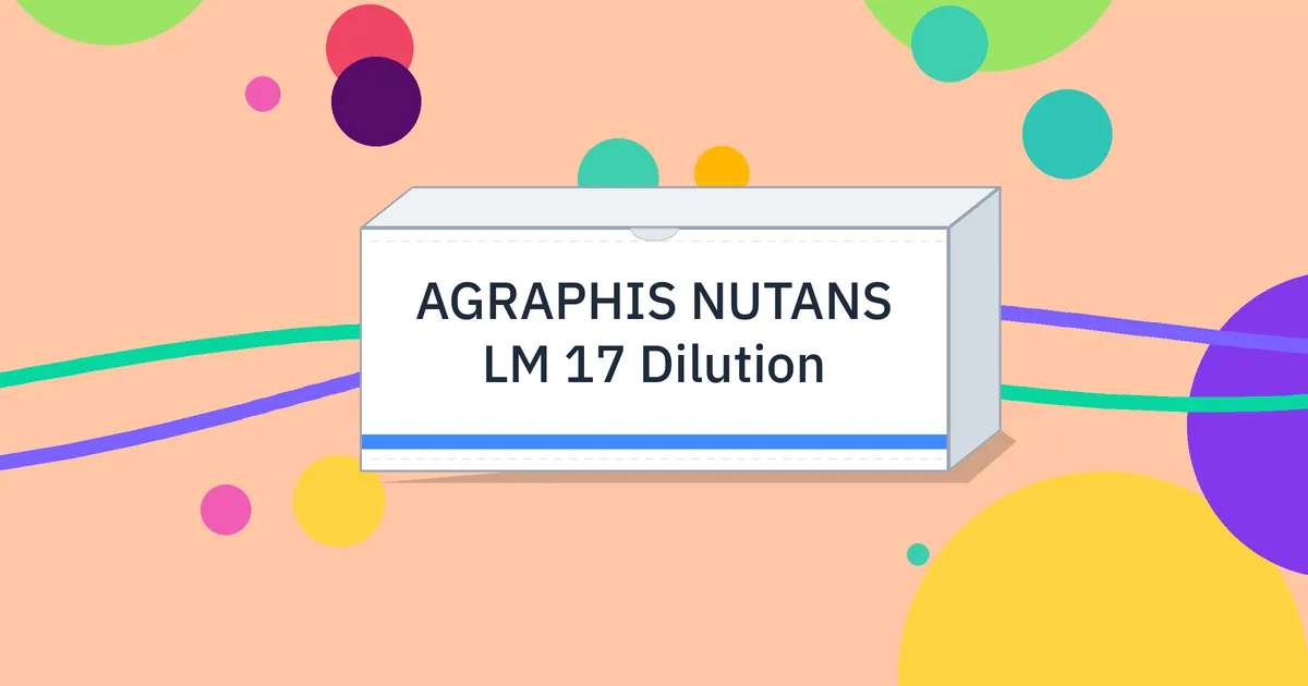 Symbolbild: Packung mit der Aufschrift AGRAPHIS NUTANS LM 17 Dilution (PZN 13306516) – Verfügbarkeit und Bezug in Apotheken in Frankfurt am Main