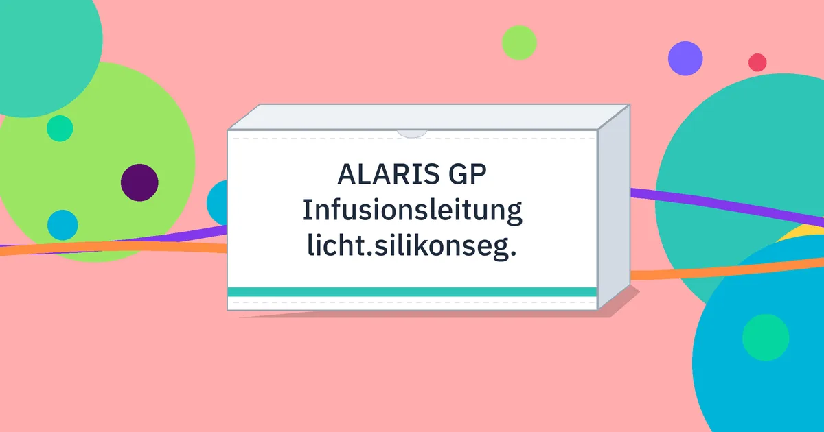 Symbolbild: Packung mit der Aufschrift ALARIS GP Infusionsleitung licht.silikonseg. (PZN 14318119) – Verfügbarkeit und Bezug in Apotheken in Frankfurt am Main