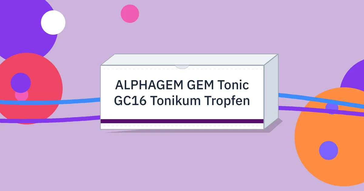 Symbolbild: Packung mit der Aufschrift ALPHAGEM GEM Tonic GC16 Tonikum Tropfen (PZN 20296327) – Verfügbarkeit und Bezug in Apotheken in Frankfurt am Main