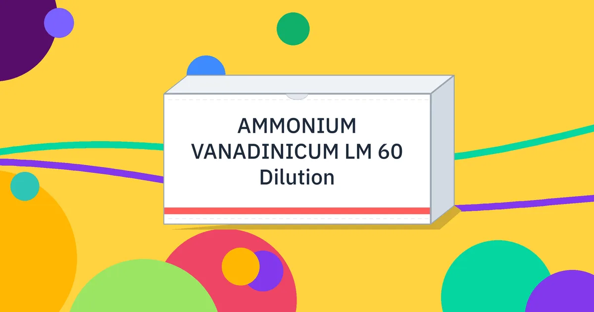 Symbolbild: Packung mit der Aufschrift AMMONIUM VANADINICUM LM 60 Dilution (PZN 13324402) – Verfügbarkeit und Bezug in Apotheken in Frankfurt am Main