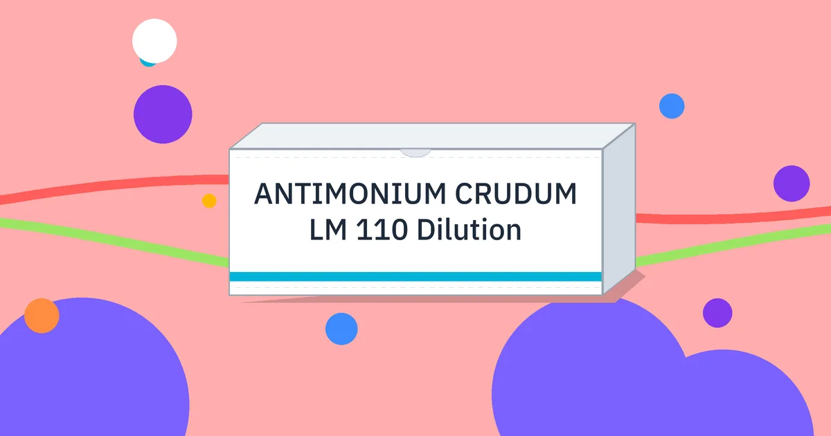 Symbolbild: Packung mit der Aufschrift ANTIMONIUM CRUDUM LM 110 Dilution (PZN 12764062) – Verfügbarkeit und Bezug in Apotheken in Frankfurt am Main